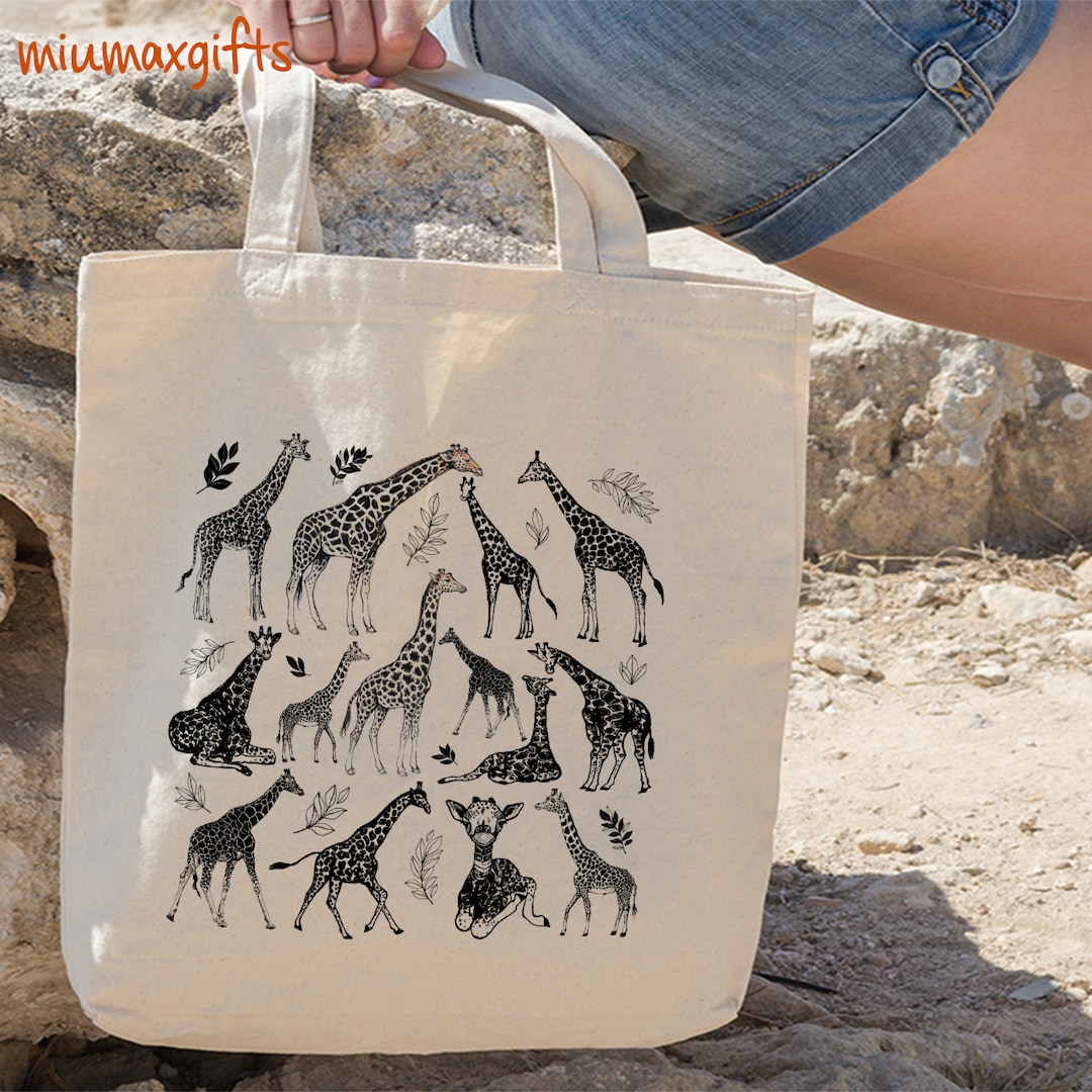 Giraffe Tote Bag, Giraffe Tote, Giraffe Bag, Cottagecore Tote Bag ...