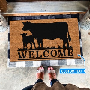 Cow & Calf Welcome Doormat, Cute Cow Doormat, Wildlife Doormat, Farm ...