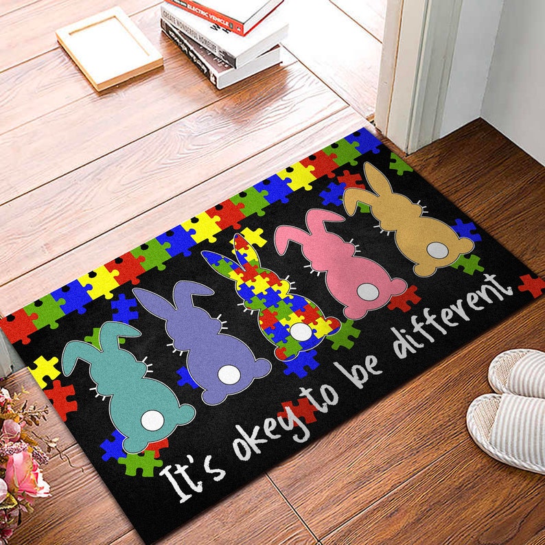Easter Bunny Autism Doormat It's Okay to Be Different - Etsy