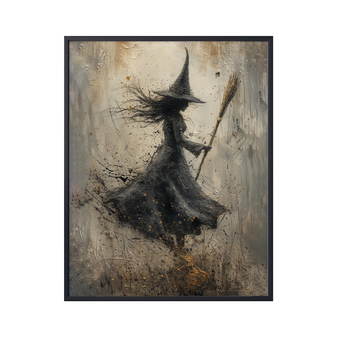 Witches Lady Wall Art, Halloween Witches Canvas, Rustic Witches Poster ...