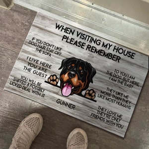 Rottweiler Mat, Rottweiler Rug, Rottweiler Doormat, Visiting My House ...