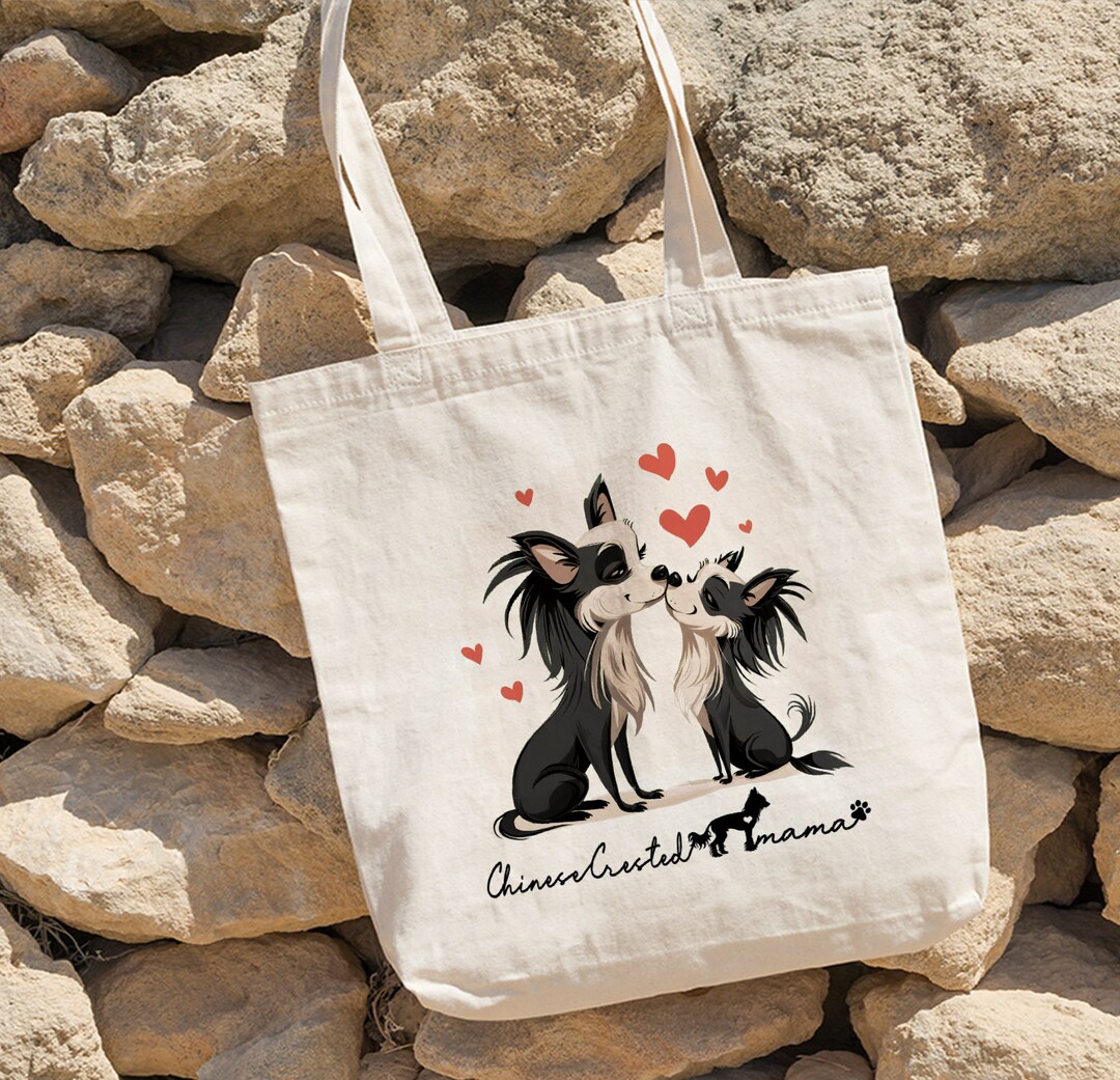 Chinese Crested Dog Tote Bag, Dog Mom Essentials Tote Bag, Dog Mom Tote ...