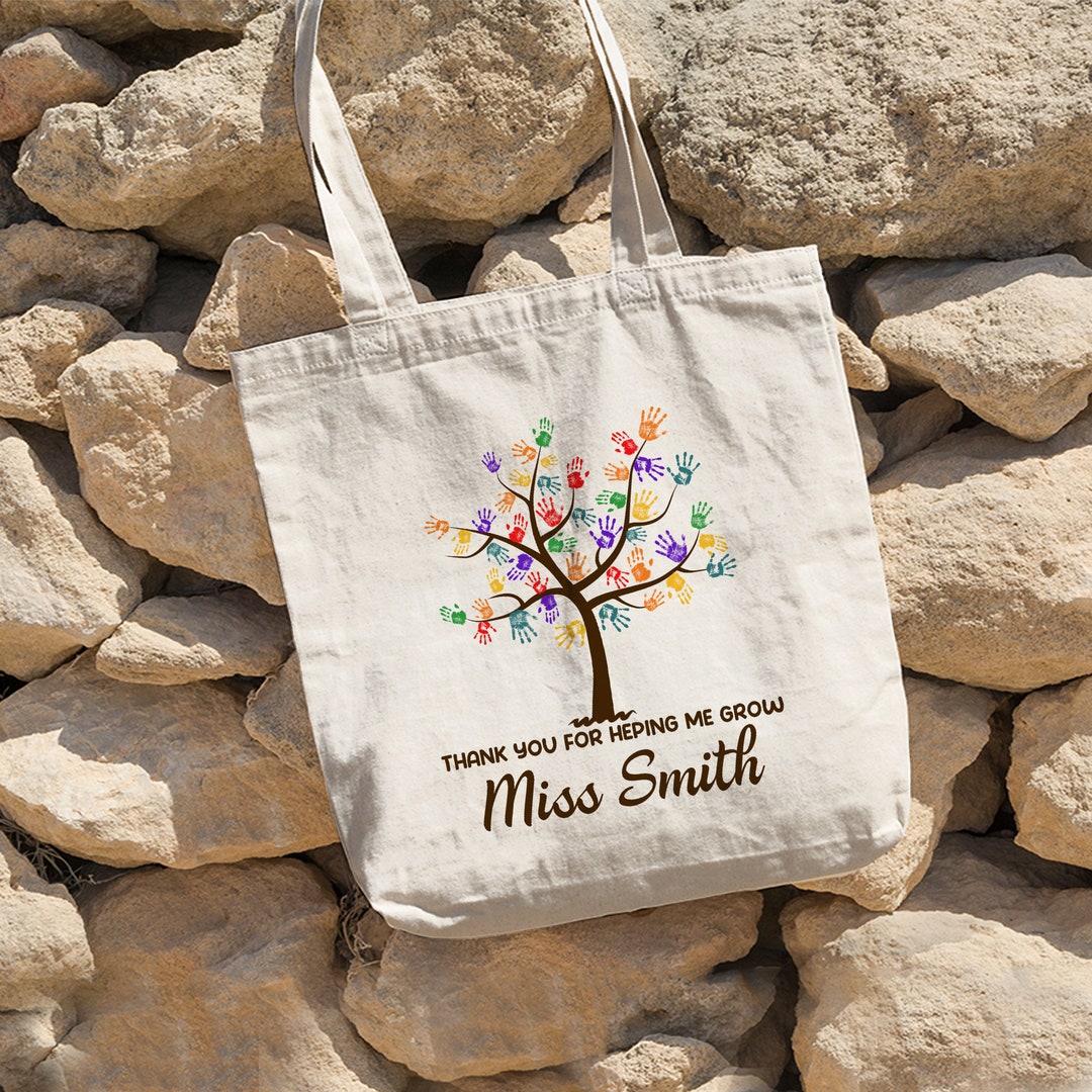 Handprint Tree Teacher Tote, Thanks for Helping Me Grow, Teacher ...