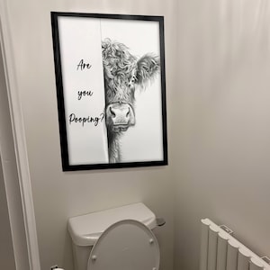 Funny Cow Are You Pooping Poster, Highland Cow Poster Wall Art, Farm ...