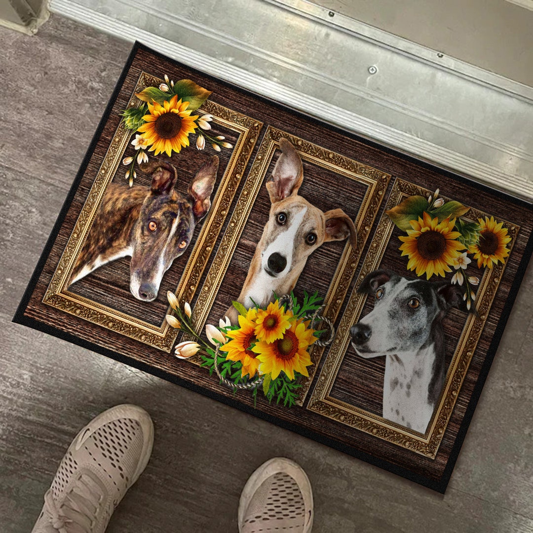 Greyhound Doormat, Greyhound Mat, Greyhound Rug, Sunflower Greyhound ...