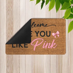 Hope You Like Pink Mat, Welcome Pink Bow Doormat, Watercolor Pinky Bow ...