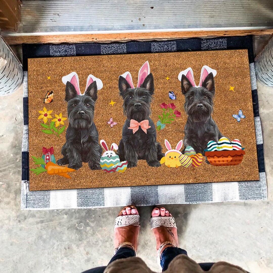 Easter Scottish Terrier Mat, Cute Scottish Terrier Easter Doormat, Dog ...