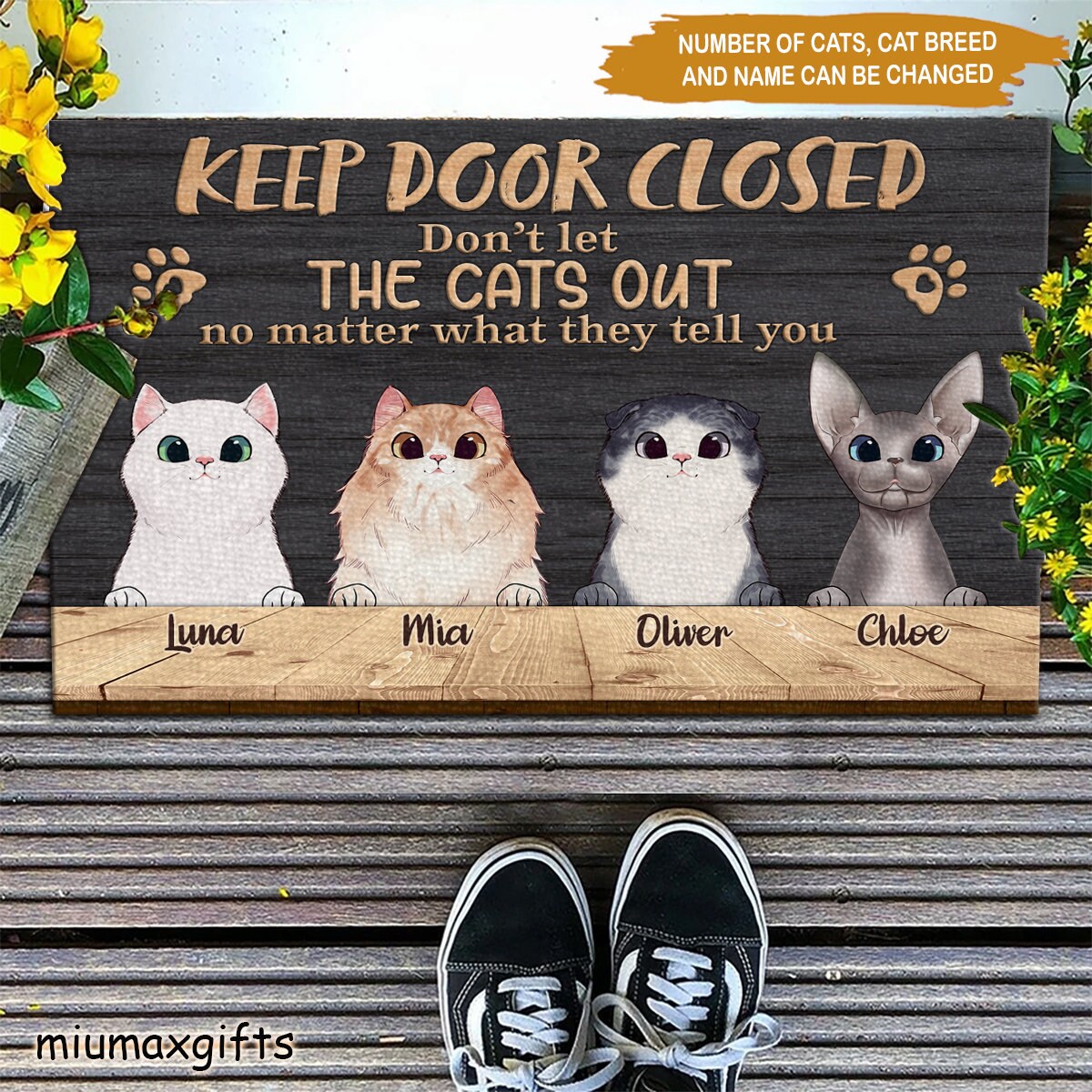 Personalized Cat Doormat, Custom Cat Mat, Cat Mat, Cat Rug, Keep Door ...