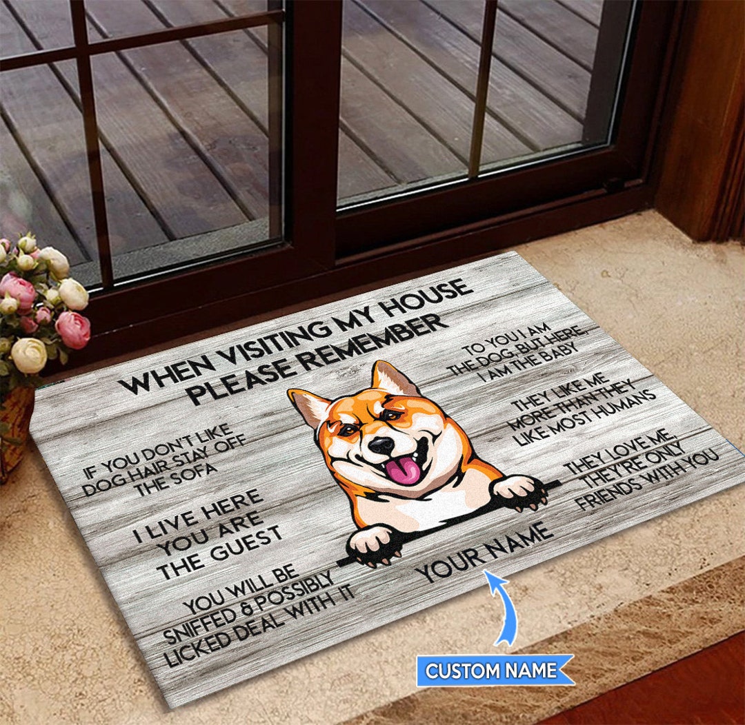 Shiba Inu Doormat, Shiba Inu Rug, Shiba Inu Mat, Visiting My House Mat ...