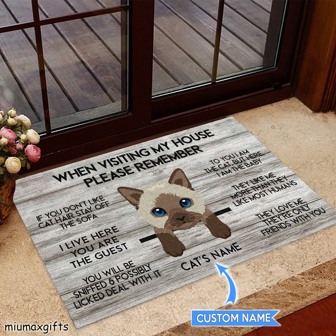 Siamese Cat Rug, Siamese Cat Doormat, Visiting My House Mat, Perfect ...