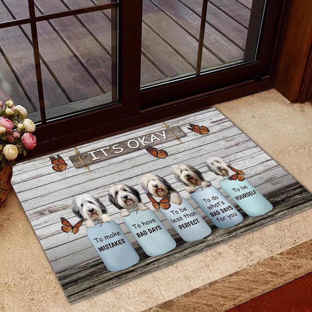 Old English Sheepdog Rug, Sheepdog Mat, Sheepdog Doormat, It's Ok to Be ...
