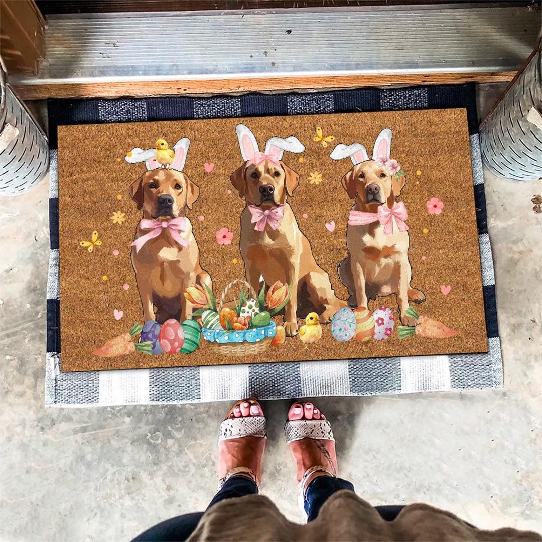 Easter Yellow Labrador Mat, Cute Labrador Easter Doormat, Dog Lover ...
