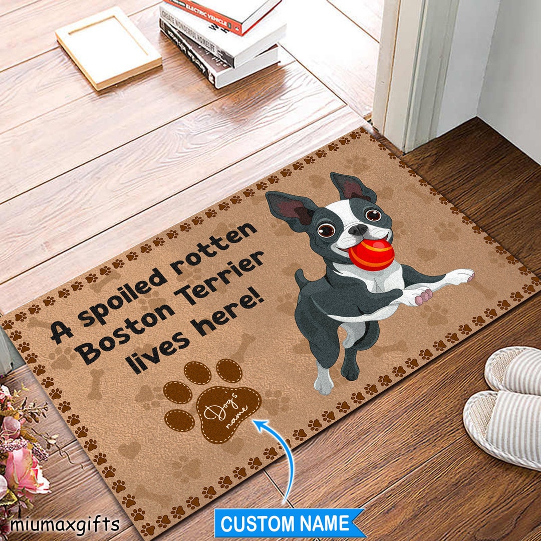 Boston Terrier Rug, Boston Terrier Doormat, Boston Terrier Rug,welcome ...