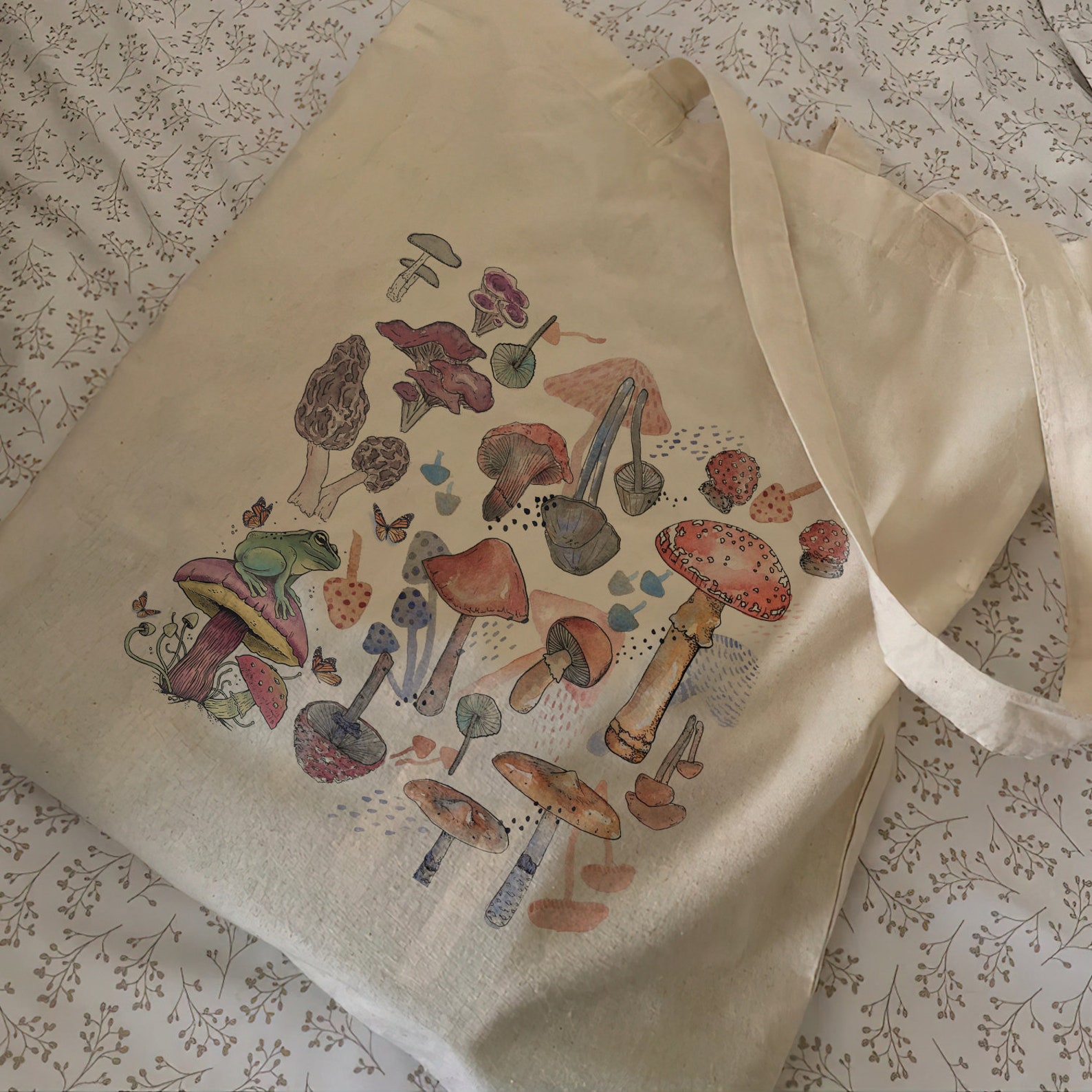 Watercolor Mushroom Tote Bag, Cute Tote Bag, Mushroom Cottagecore ...