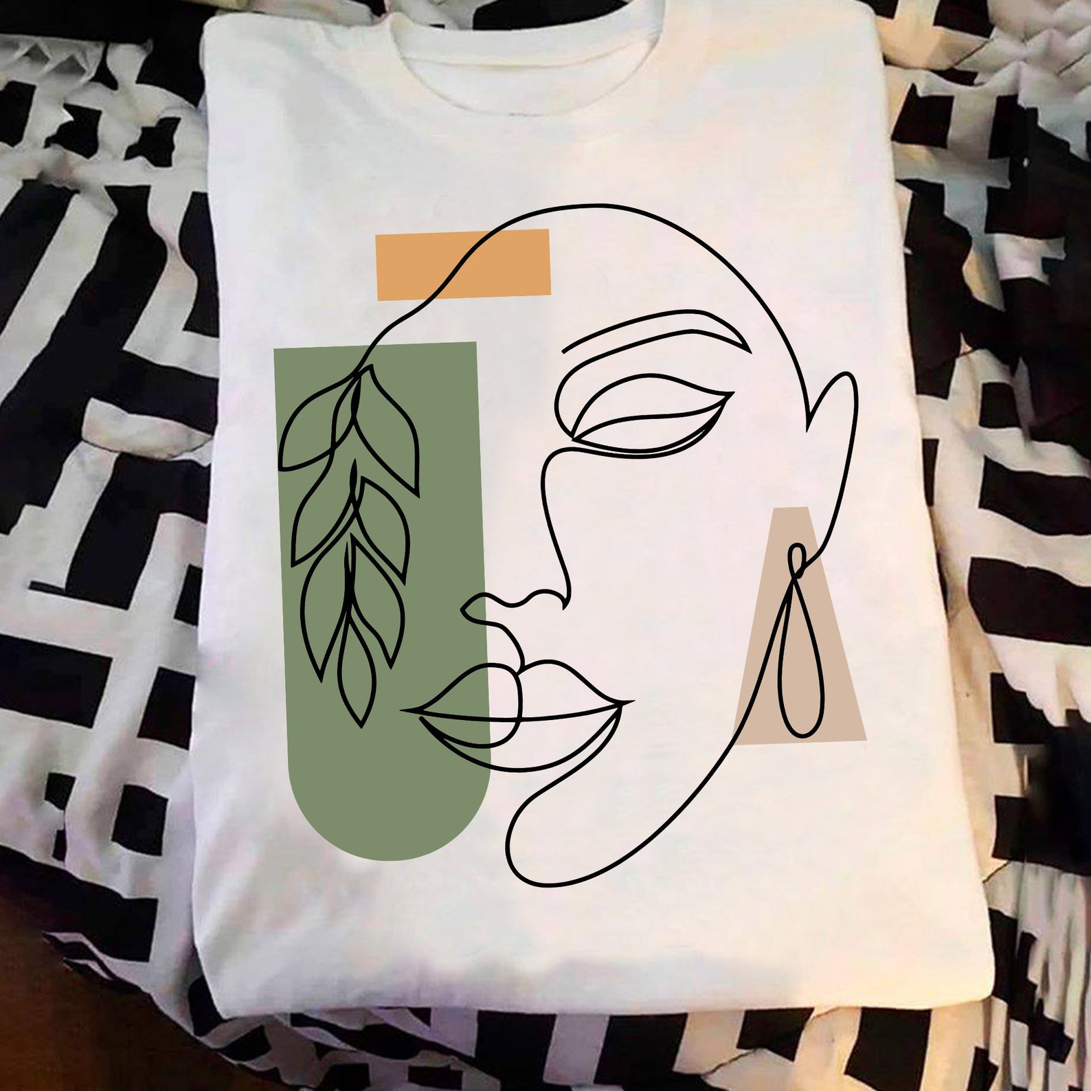 Face Line Art T-shirt, Abstract Woman Face Line Art T-shirt, Women T ...