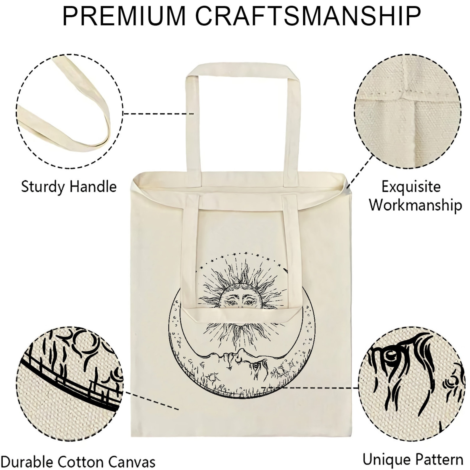 Mystical Sun and Moon Tote Bag Sun Tote Bag Moon Tote Bag | Etsy