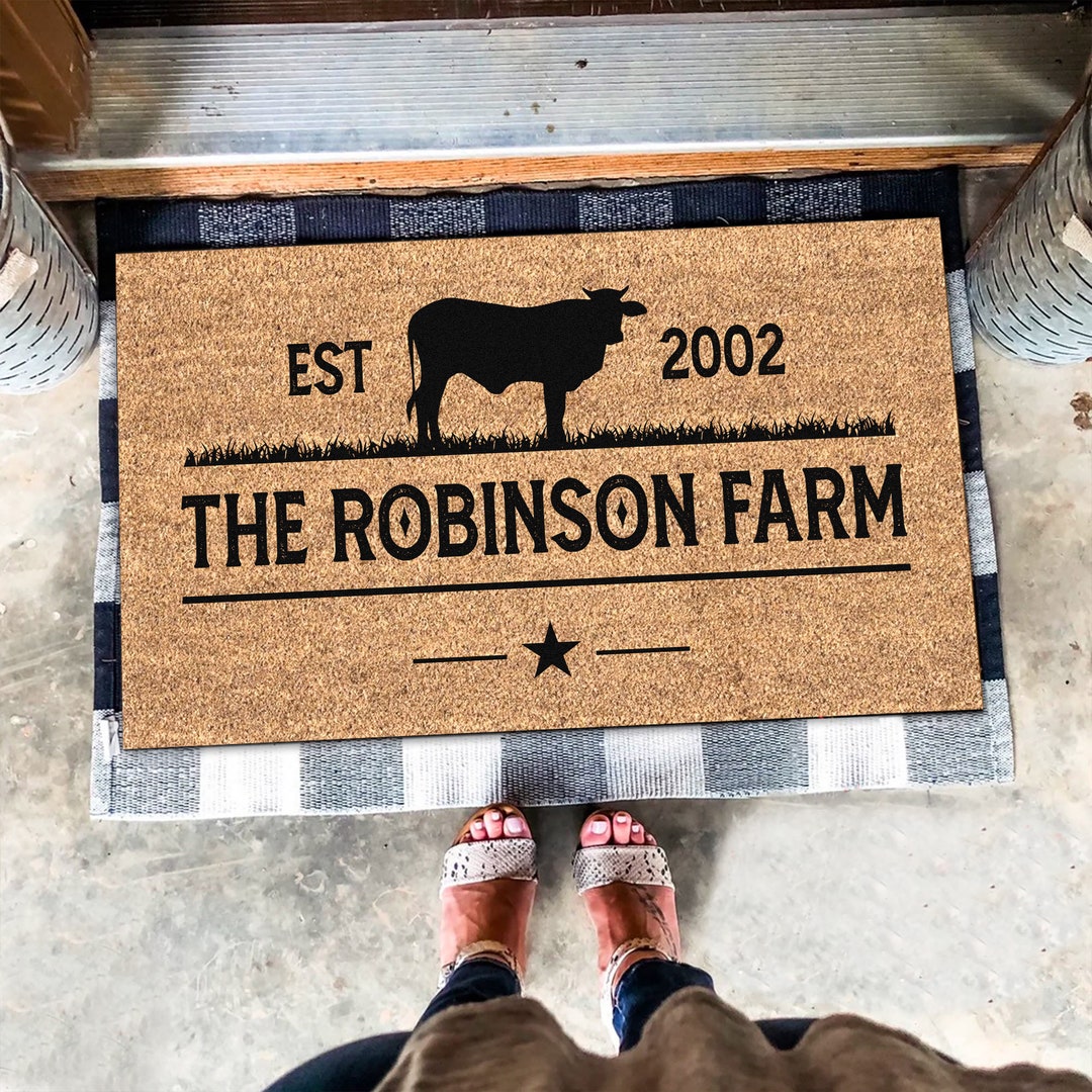Cow Doormat, Pig Welcome Doormat, Chicken Door Mat, Personalized Family ...