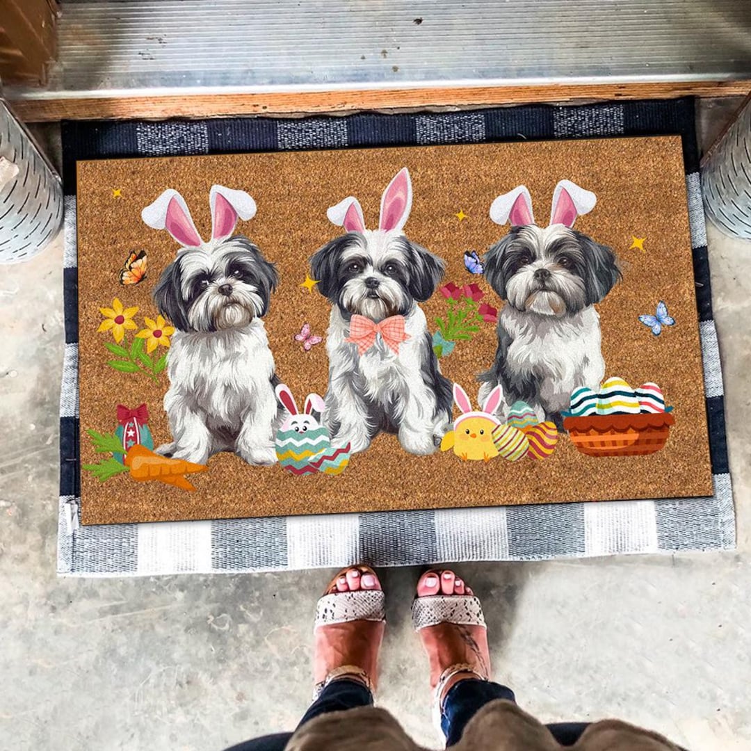 Easter Shih Tzu Mat, Cute Shih Tzu Easter Doormat, Dog Lover Gift, Dog ...