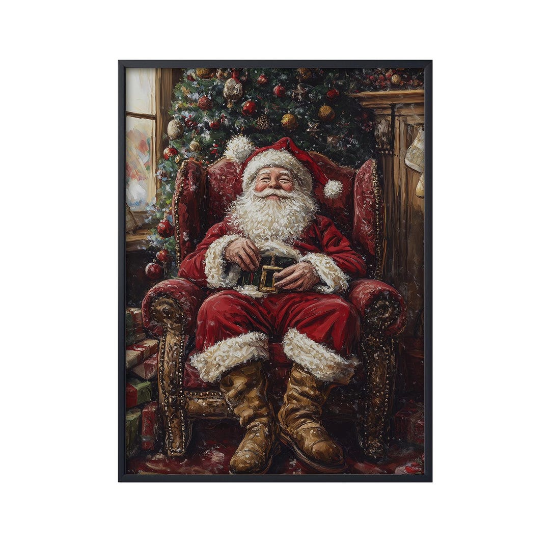 Santa Canvas, Santa Wall Art, Vintage Christmas Wall Art, Santa Art ...