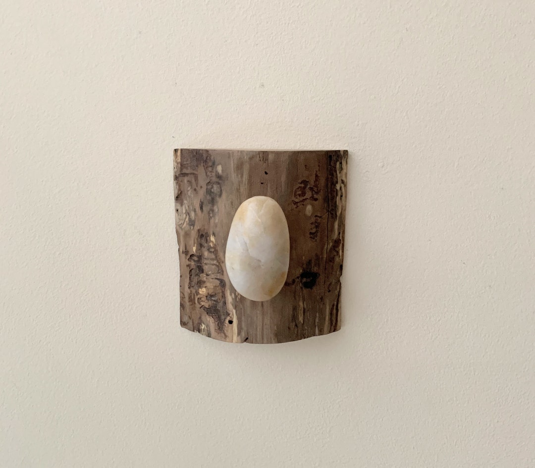 Quartz Beach Stone Mounted on Live Edge Ash for Towels, Coats, Leashes ...