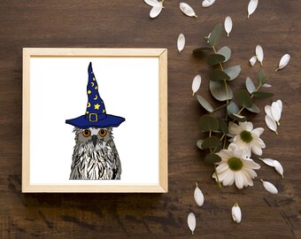 Magical Merlin Wizard and Owl Art Print Wall Art Home - Etsy