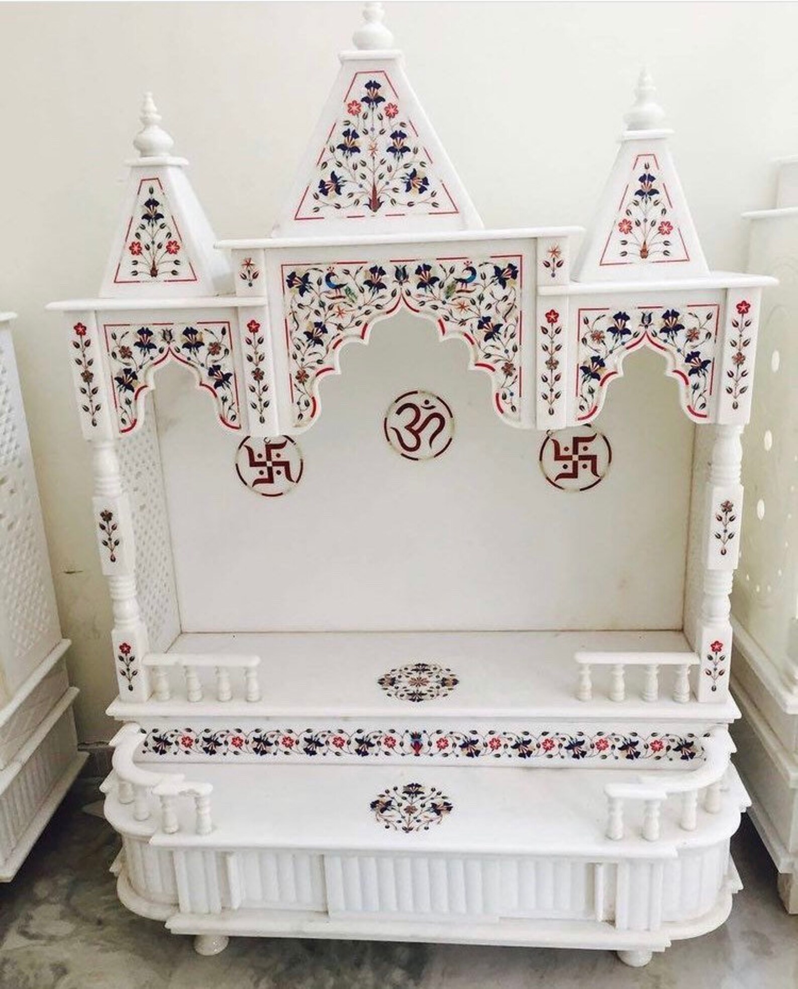 White Marble Mandir With Inlay Work • Handcrafted With Inlay Work • - Etsy
