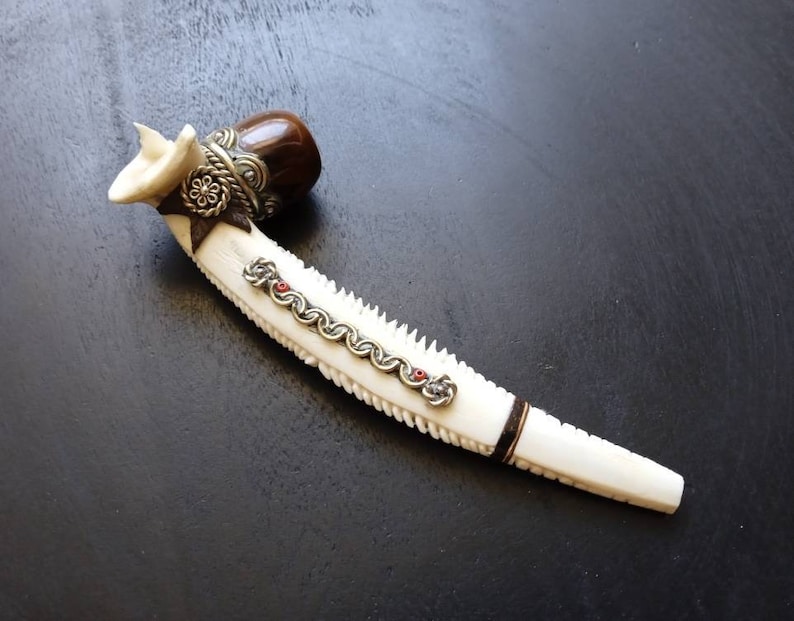 Ceremonial Arapaima Fish Bone Smoking Pipe Chrysocolla Stone - Etsy