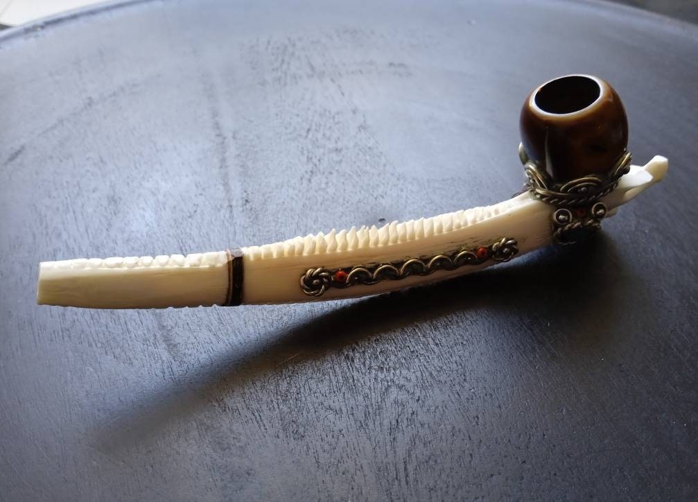 Ceremonial Arapaima Fish Bone Smoking Pipe Chrysocolla Stone - Etsy