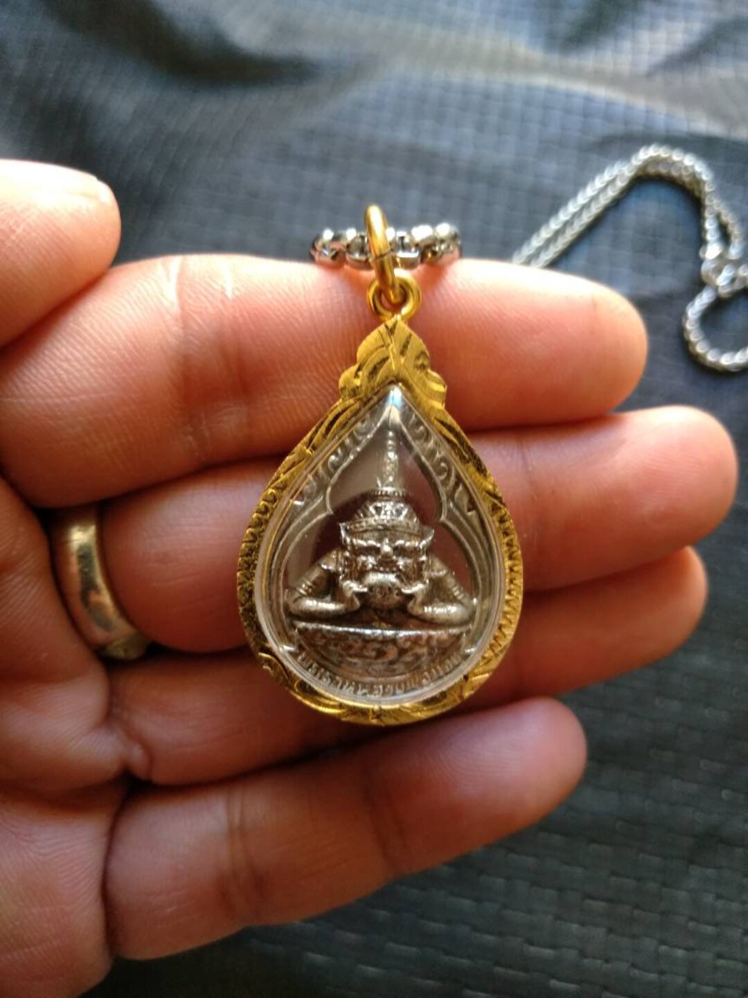 Phra Rahu Amulet Necklace: White Brass Thai Talisman Pendant - Etsy
