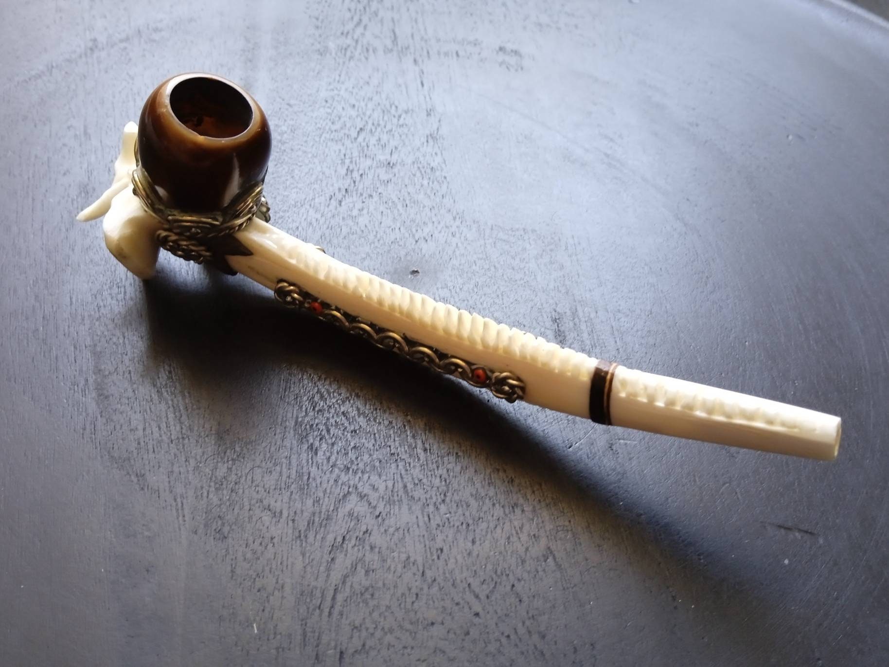 Ceremonial Arapaima Fish Bone Smoking Pipe Chrysocolla Stone - Etsy