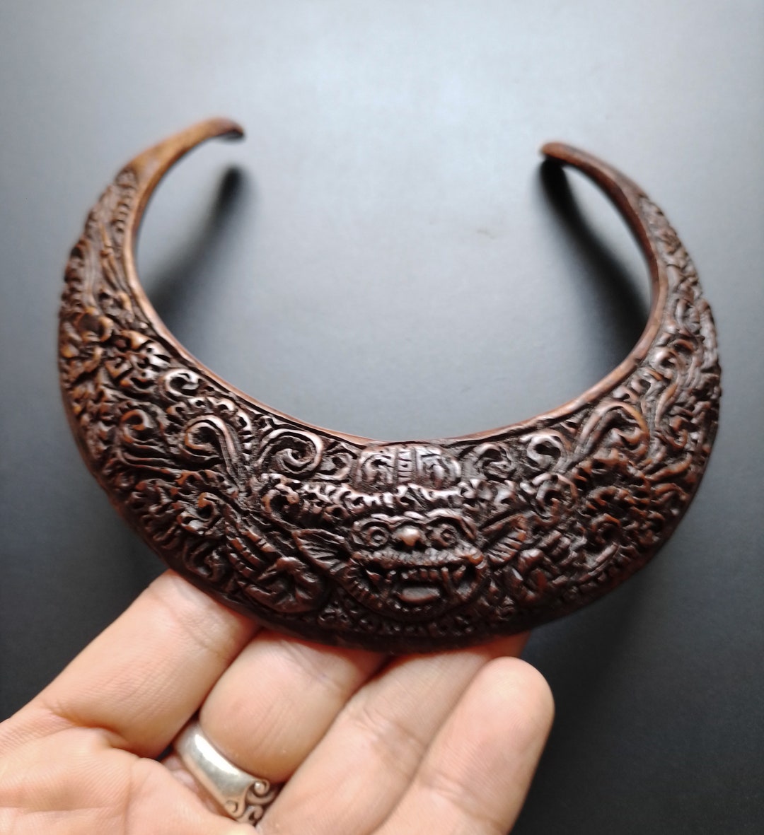 Handmade Arang Wood Barong Choker: Balinese Boho Jewelry - Etsy