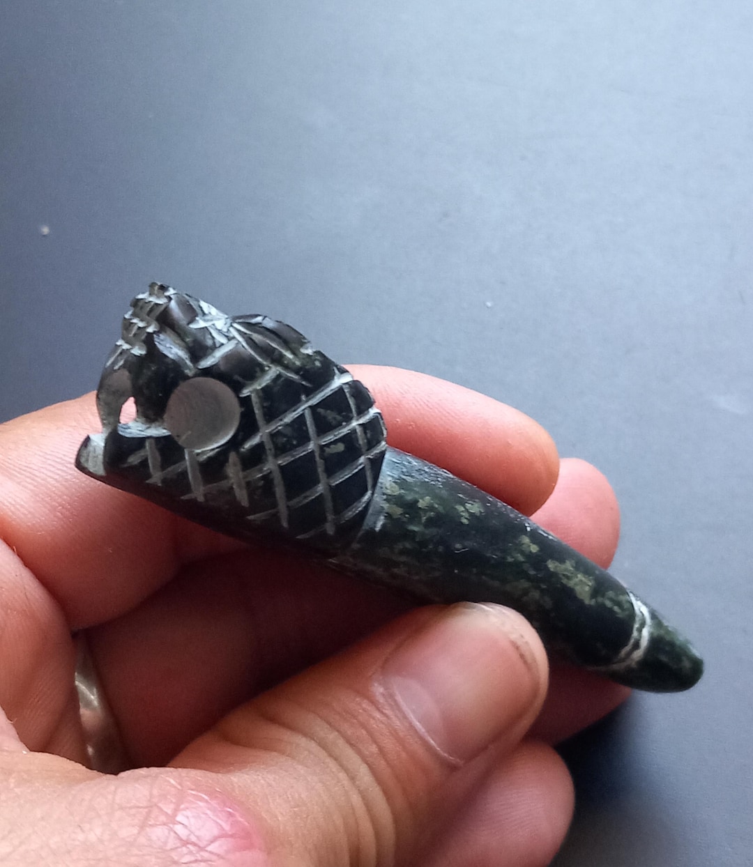 Snake Smoking Pipe in Black Serpentine Stone- Tribal Jewelry- Inca ...