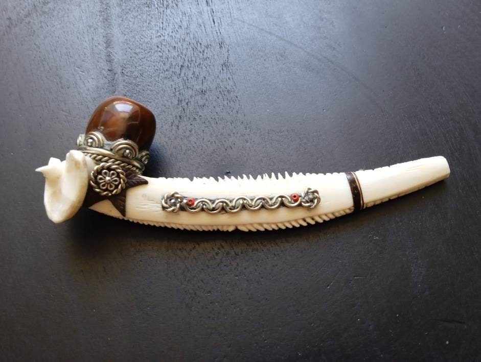 Ceremonial Arapaima Fish Bone Smoking Pipe Chrysocolla Stone - Etsy