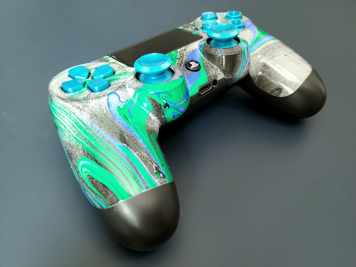 Custom Swirl Painted Blue/Green PS4 Controller | Etsy