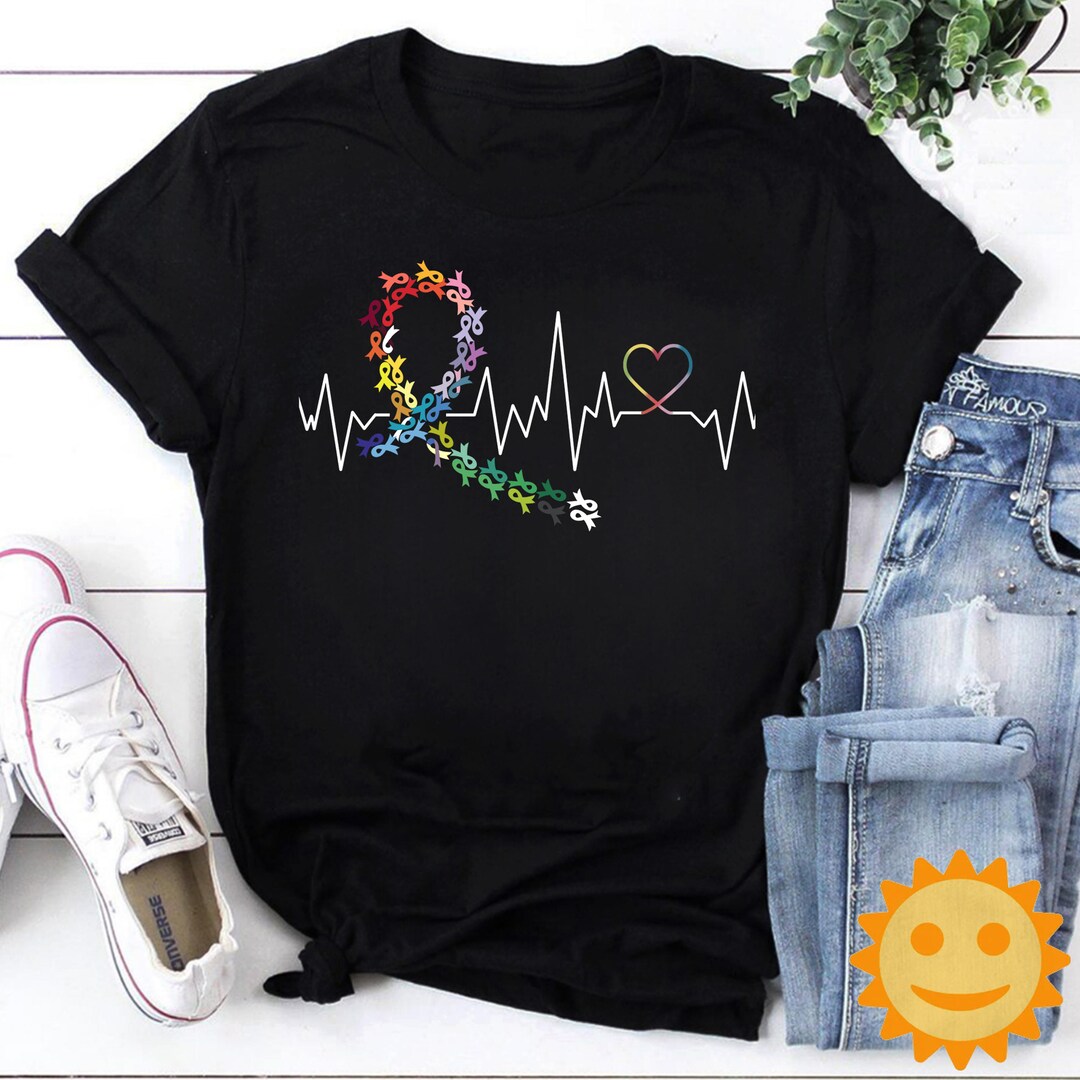 All Cancer Matters Ribbon Heartbeat Vintage T-shirt, Cancer Awareness ...