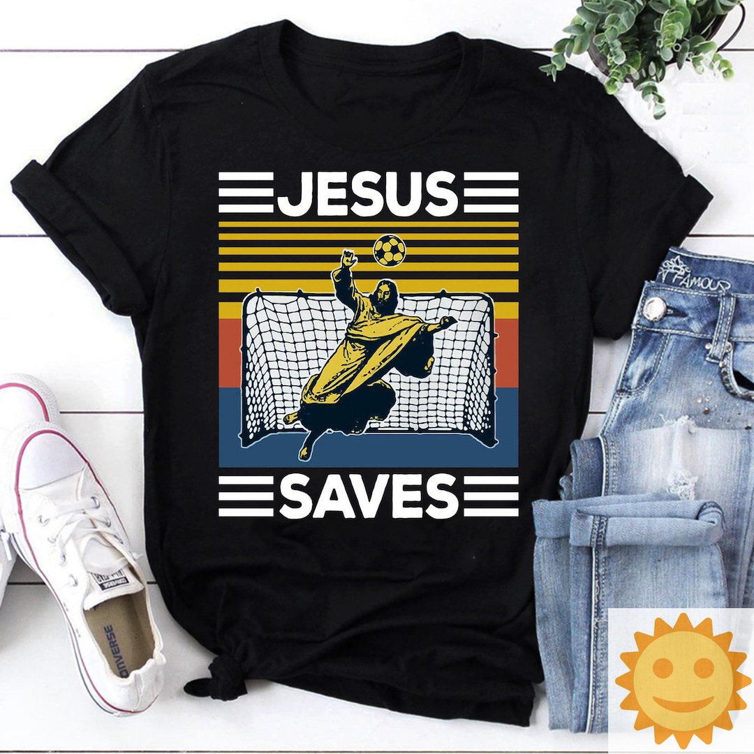 Soccer Jesus Saves Vintage T-shirt, Jesus Shirt, Christian Shirt, Jesus ...