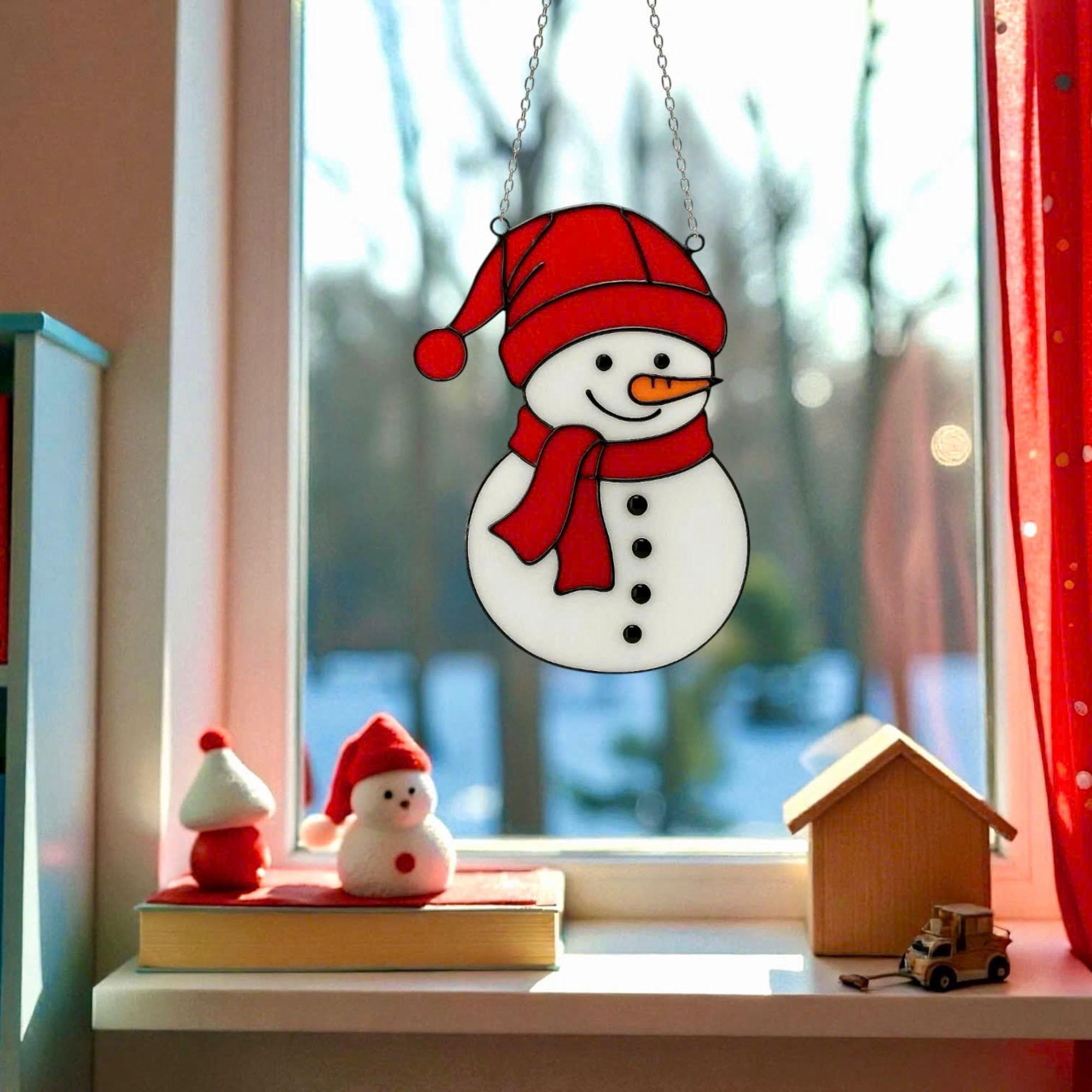 Handmade Stained Glass Snowman Suncatcher, Christmas Ornament - Etsy