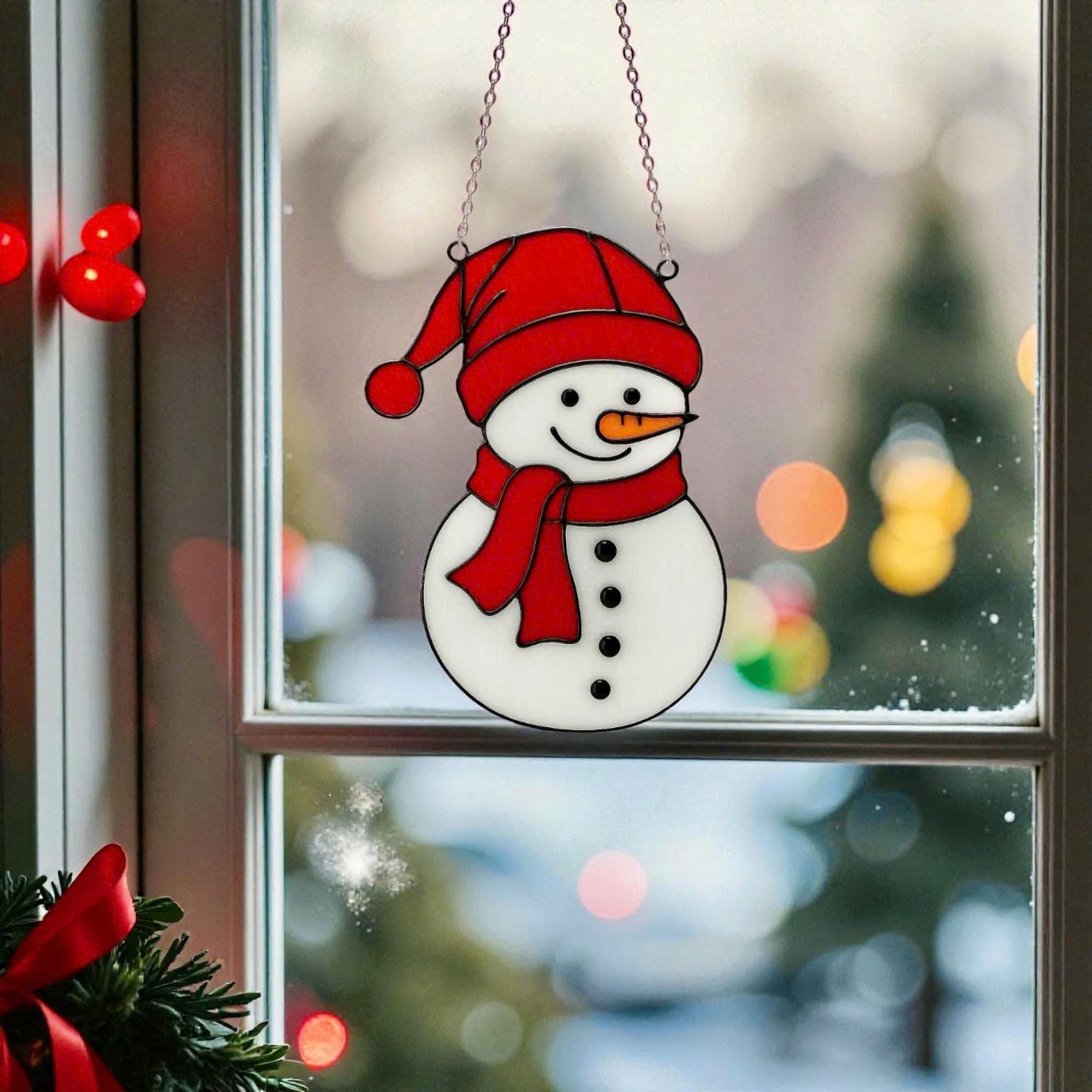 Handmade Stained Glass Snowman Suncatcher, Christmas Ornament - Etsy