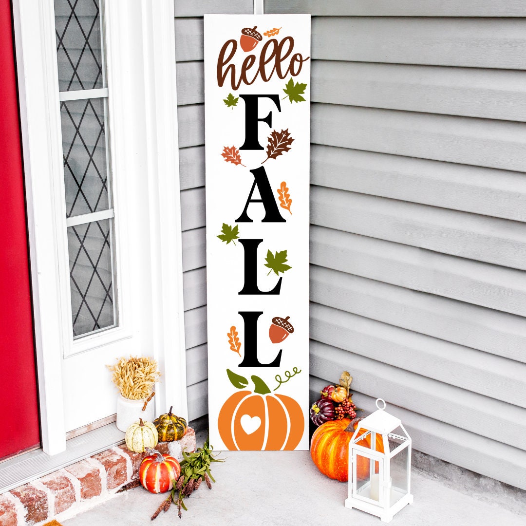 Hello Fall Porch Leaner Sign-fall Front Door Decor-fall - Etsy