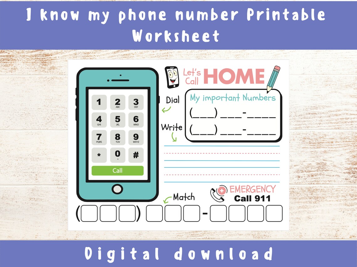 I Know My Phone Number Worksheet - Etsy