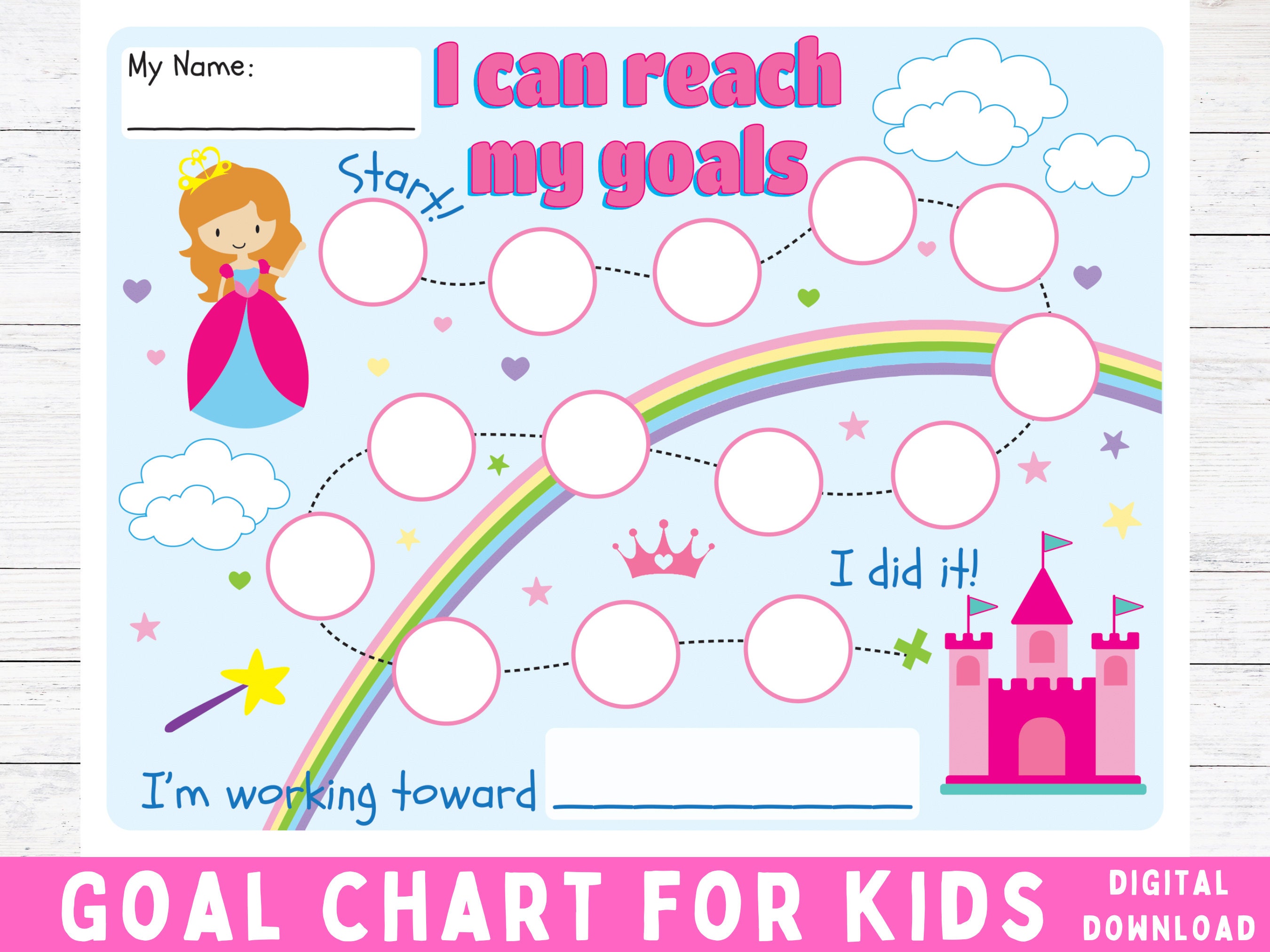 Goal Chart for Kids Princess Goal Chart Printable Goal Chart for Kids ...