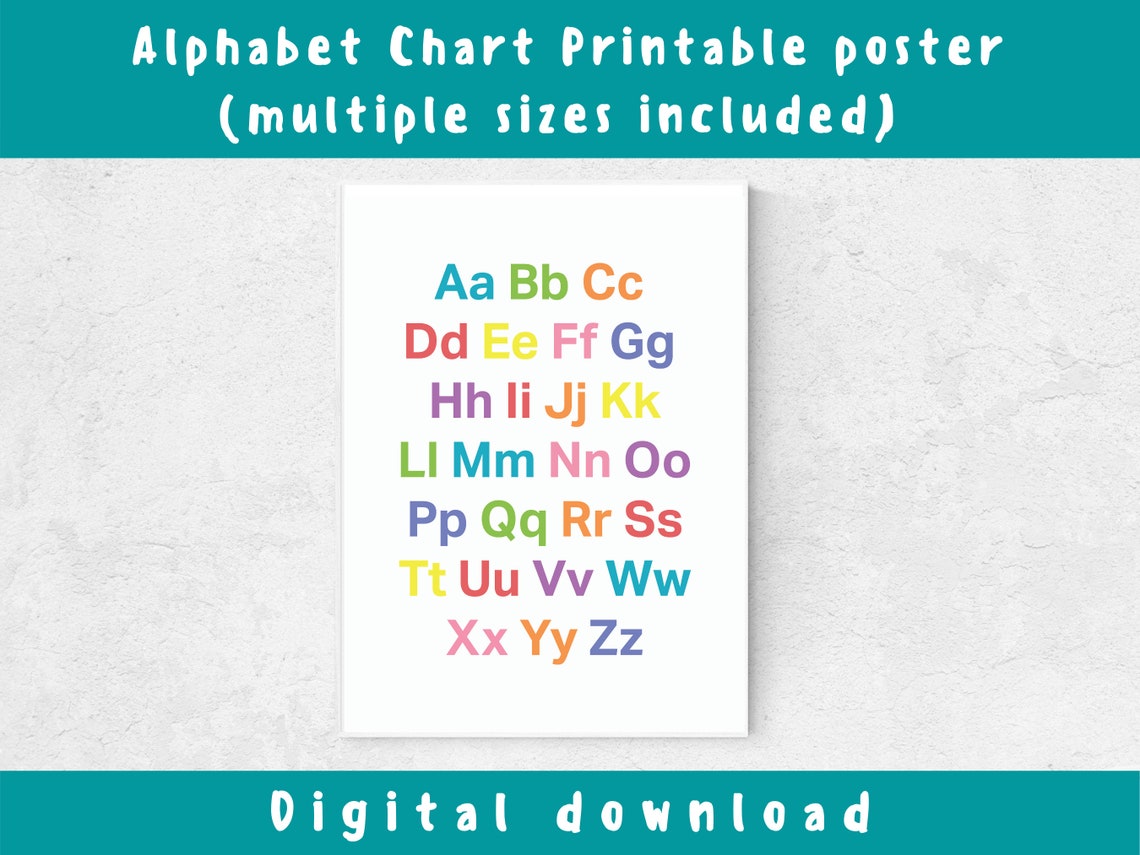 Alphabet Chart Alphabet Poster ABC Chart Homeschool Decor - Etsy