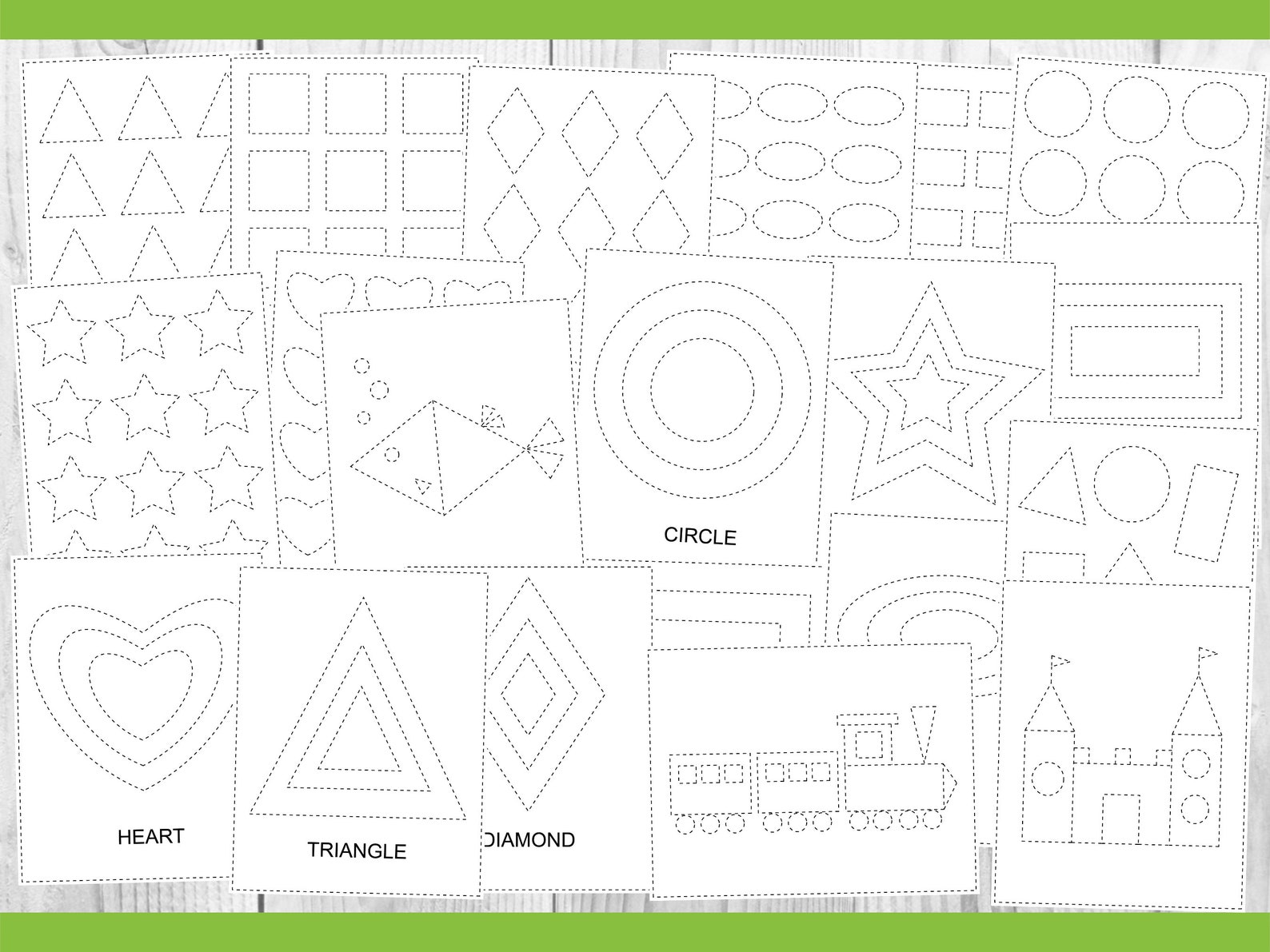 Tracing Shapes, Preschool Basic Shapes Tracing - Etsy