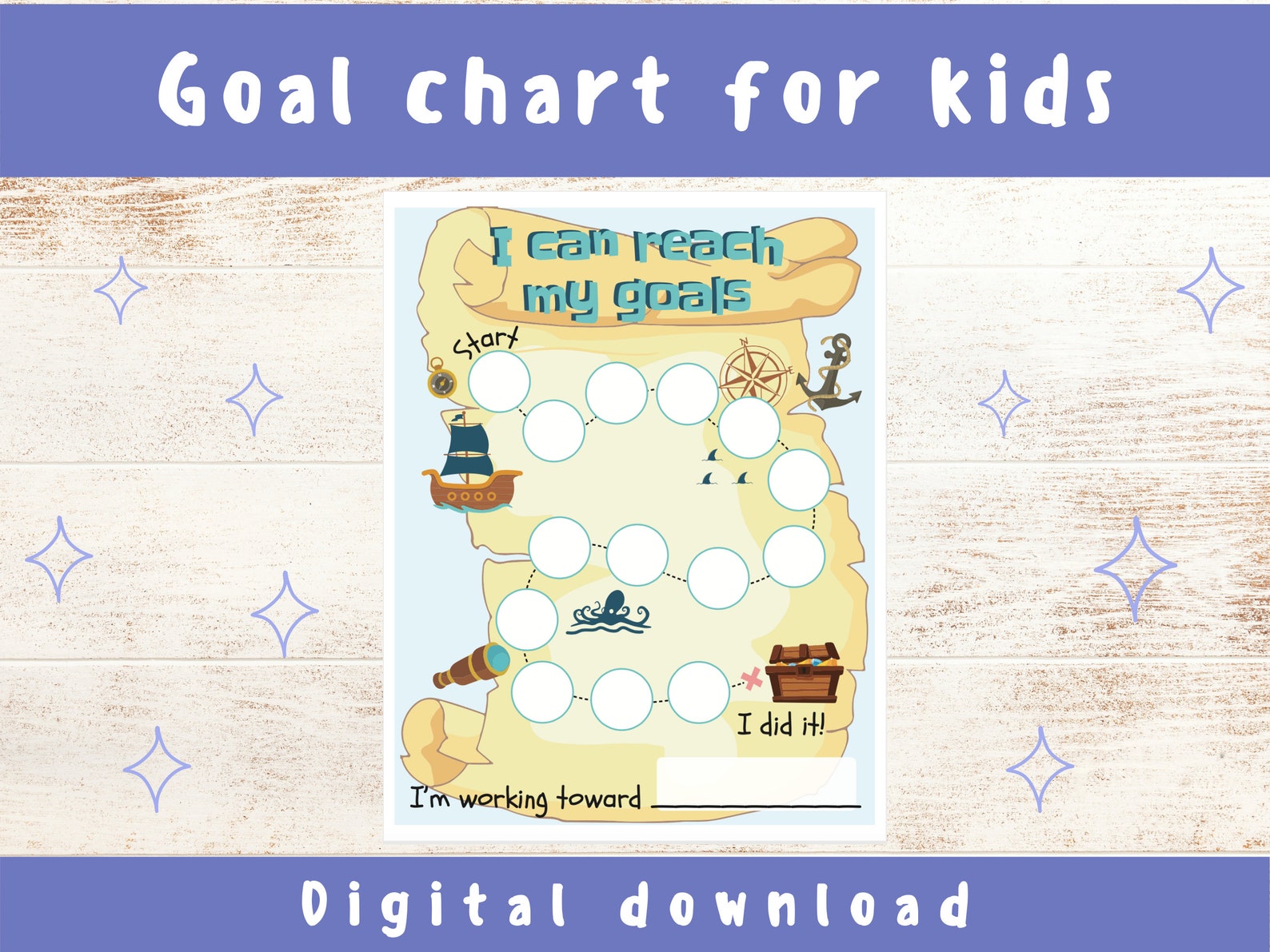 Goal Chart for Kids Printable Reward Chart for Kids | Etsy