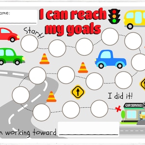Goal Chart for Kids Cars Goal Chart Printable Goal Chart - Etsy
