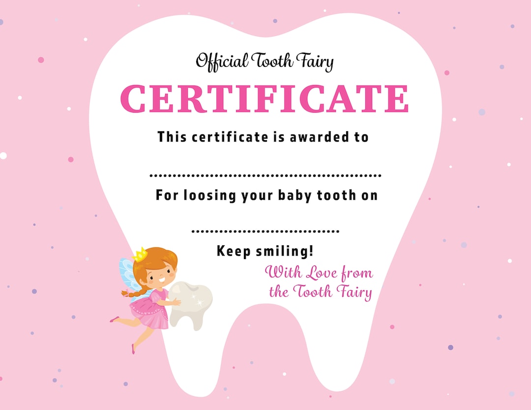 Lost Tooth Certificate, Tooth Fairy Certificate Printable - Etsy UK