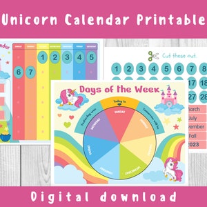 Preschool Calendar Printable Unicorn Calendar - Etsy