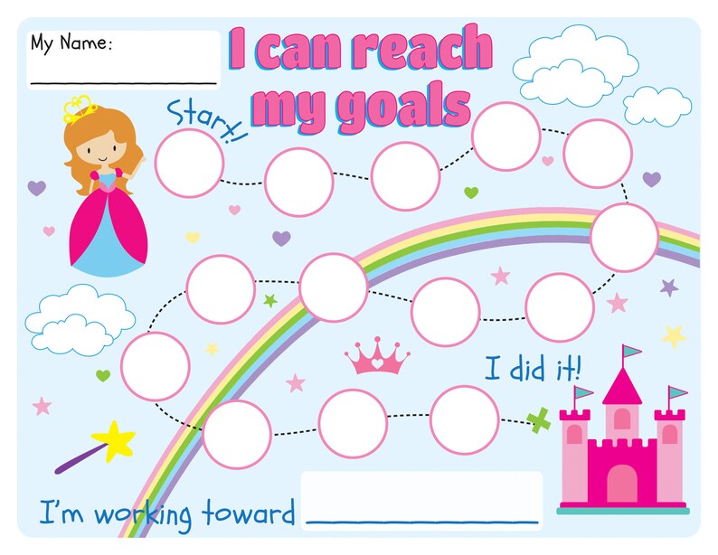 Goal Chart for Kids Princess Goal Chart Printable Goal Chart for Kids ...