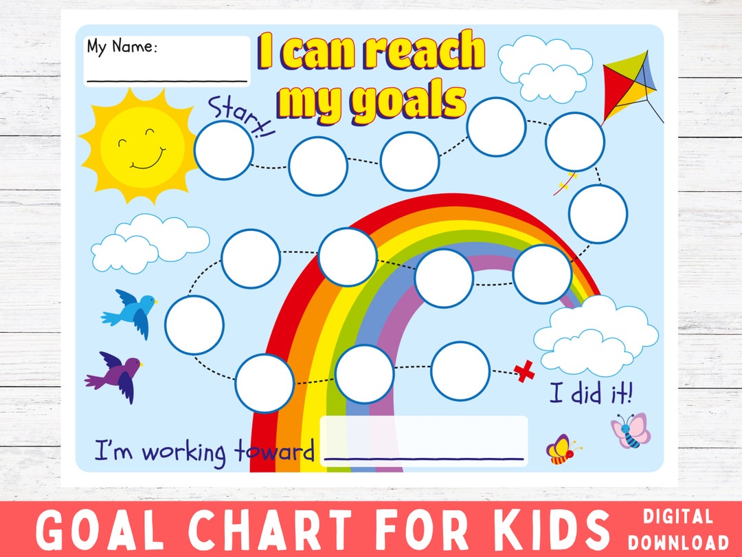 Goal Chart for Kids Sunshine Goal Chart Printable Goal - Etsy Australia