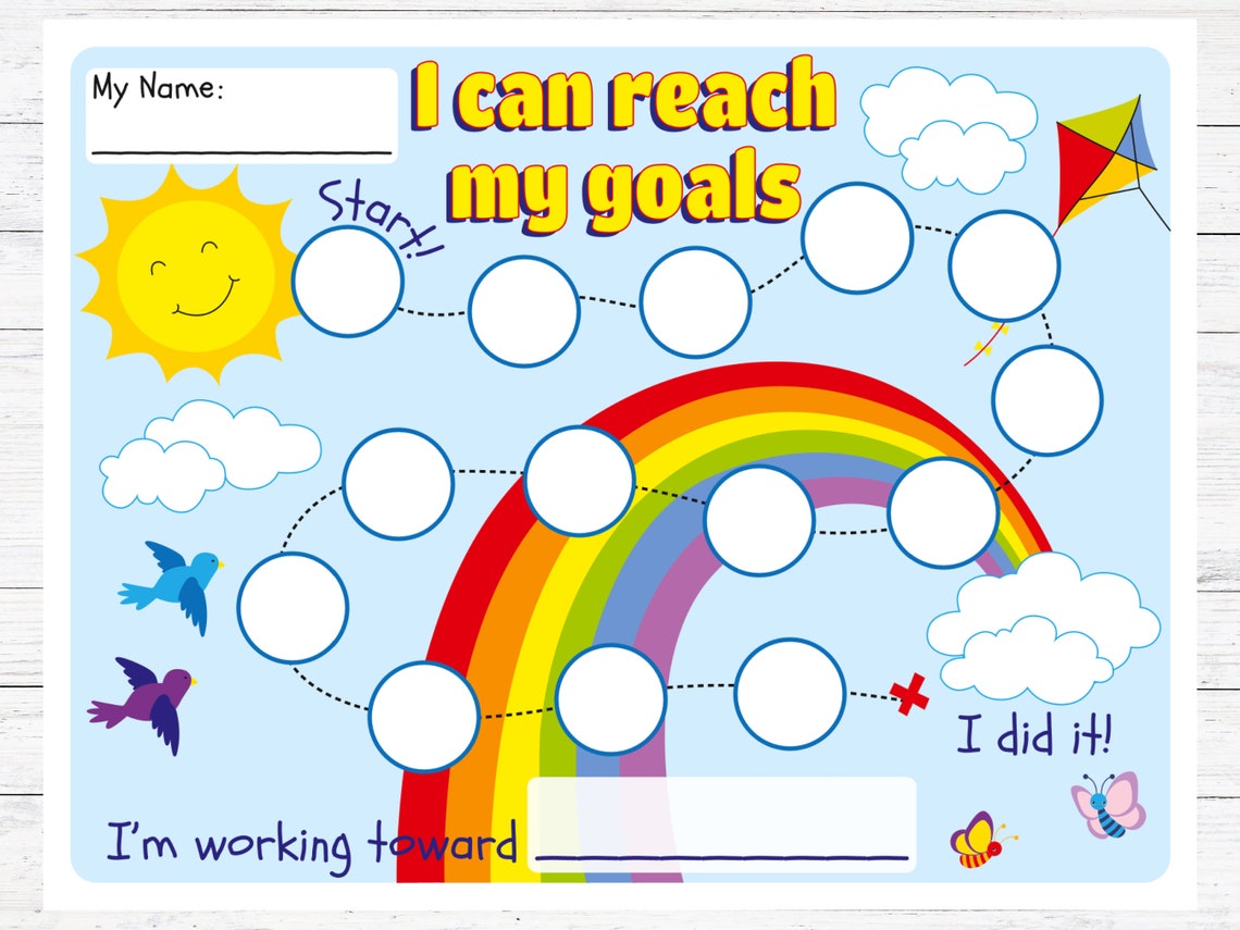 Goal Chart for Kids Sunshine Goal Chart Printable Goal Chart for Kids ...